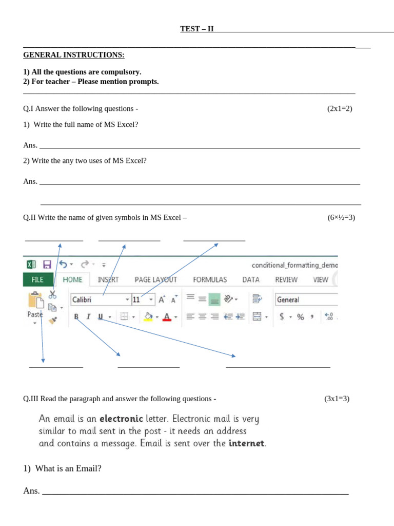 Test - Ii - General Instructions: 1) All The Questions Are Compulsory ...