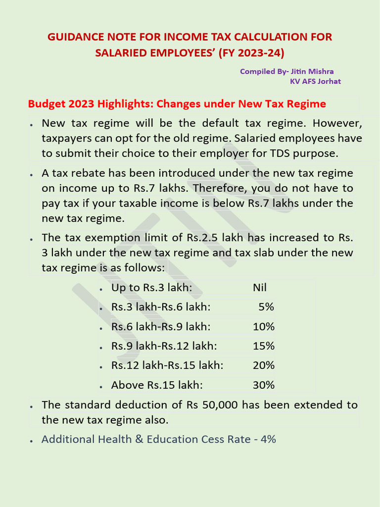 GUIDANCE NOTE FOR INCOME TAX CALCULATION FOR SALARIED EMPLOYEES’ (FY ...