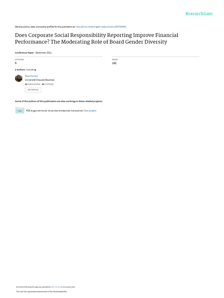 Does Corporate Social Responsibility Reporting Improve Financial Performance The Moderating Role ...