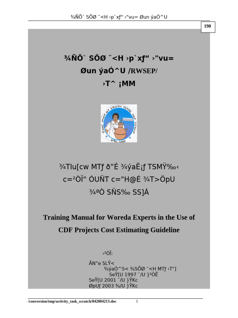 Amharic CDF Projects Cost Estimate Guideline | PDF