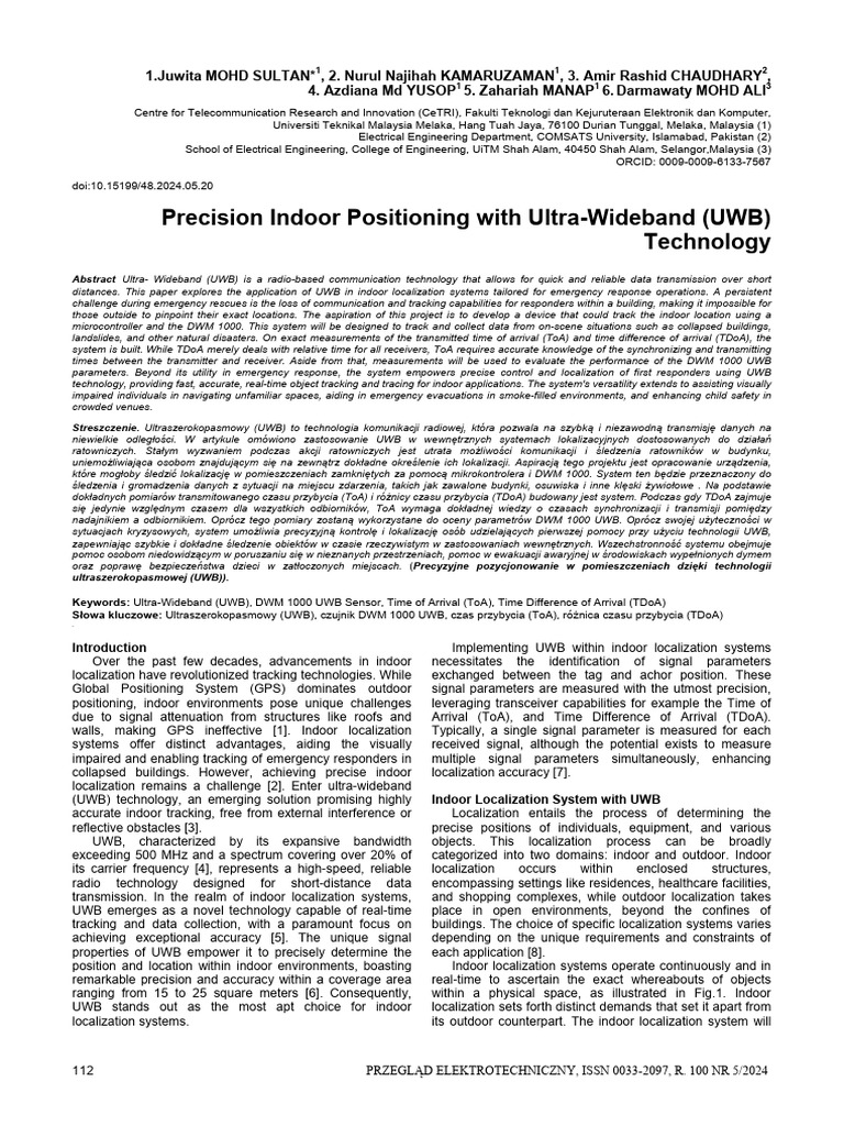 Precision Indoor Positioning With Ultra-Wideband (UWB) Technology | PDF