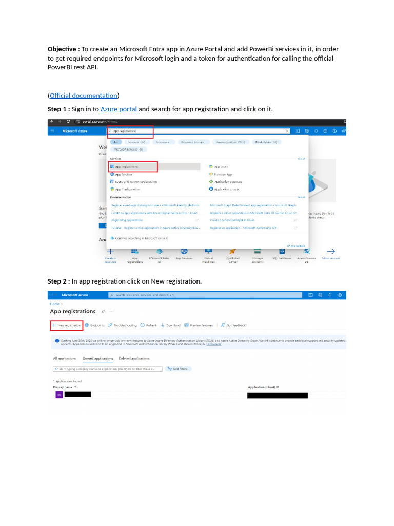Create Microsoft Entra App for Power BI API | PDF | Microsoft Azure | Computing