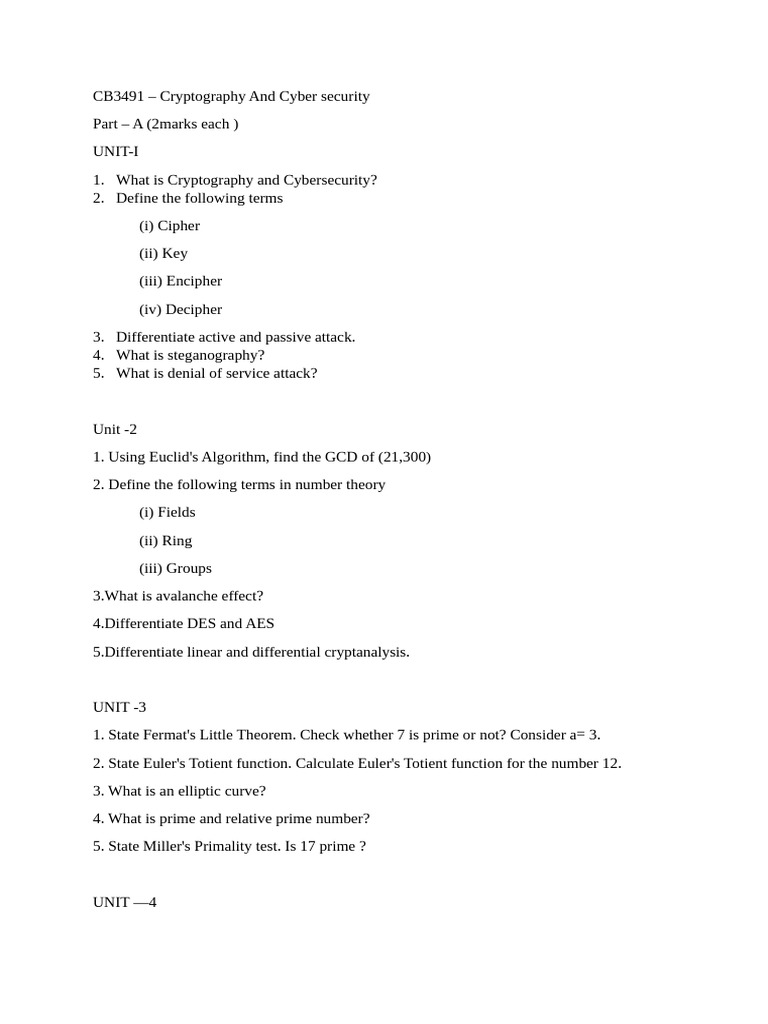 CB3491 Important Questions 4g | PDF | Encryption | Cryptography