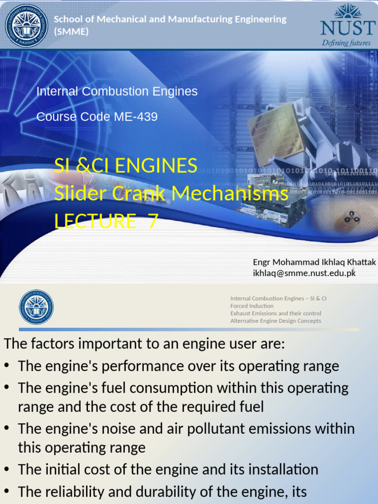 ME-439 ICE Lec 7CISI Slider Crank Fall 24 | PDF | Internal Combustion Engine | Engines