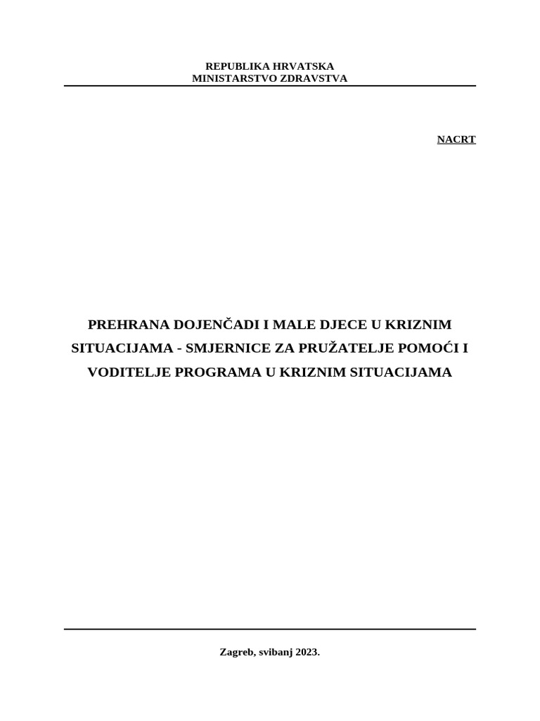 Smjernice Za Prehranu Dojenčadi | PDF