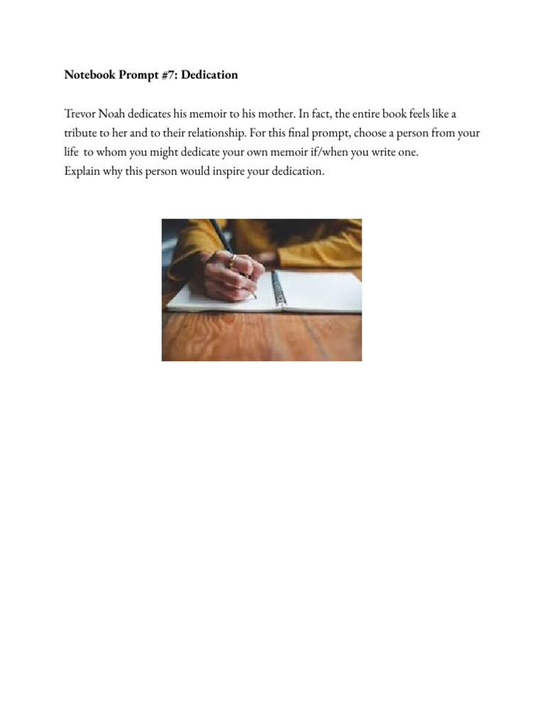 Notebook Prompt #7 - Dedication | PDF