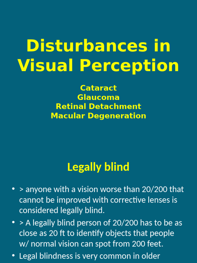 Visual Perception Disturbances and Care | PDF | Cataract | Visual ...