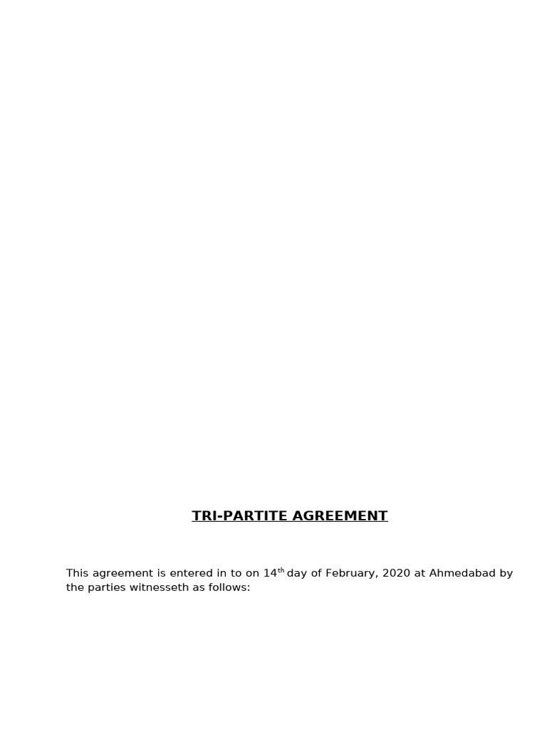 Tri Party Agreement Format | PDF | Civil Law (Legal System) | Business