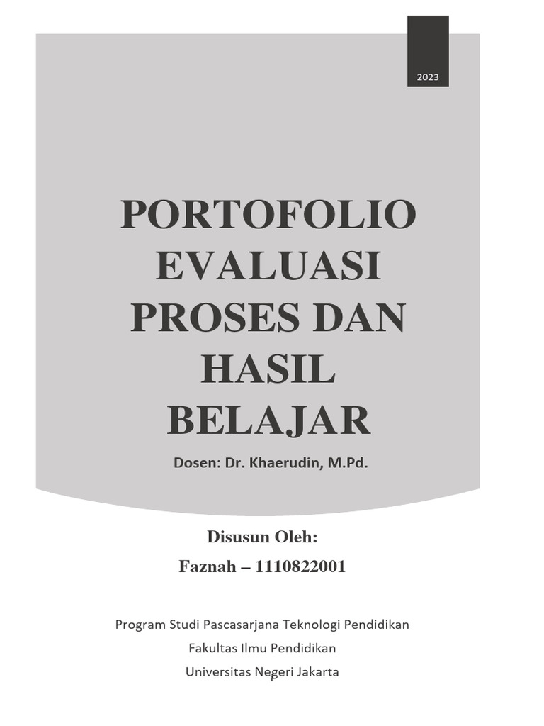 Portofolio Evaluasi Proses Dan Hasil Bel | PDF