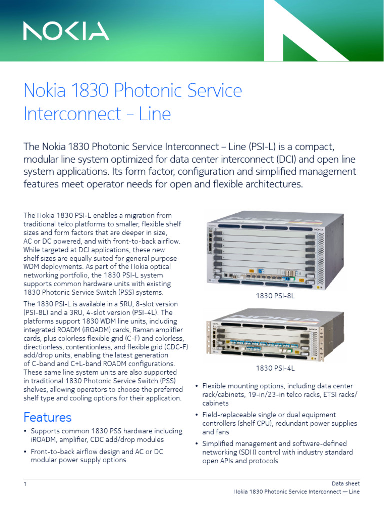 Nokia 1830 Photonic Service Interconnect Line Data Sheet EN 2023 | PDF ...