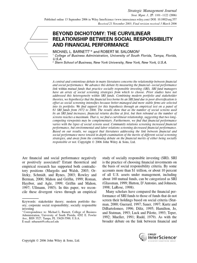 Beyond Dichotomy The Curvilinear Relationship Between Social ...