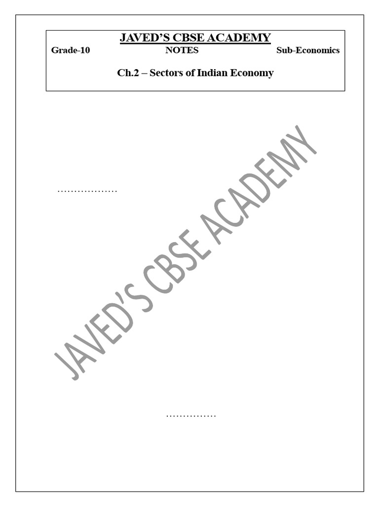 Economic 2. Sectors of Indian Economy | PDF | Employment | Economy Of India