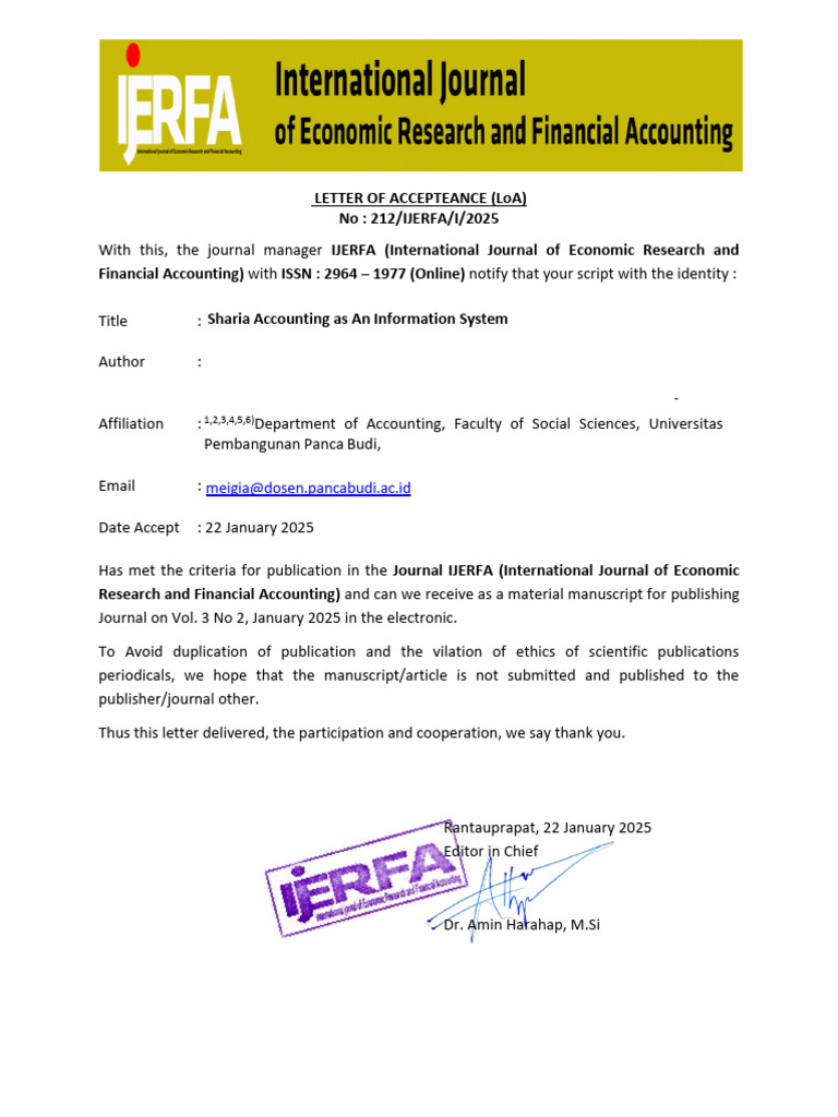 IJERFA Acceptance Letter for Publication | PDF