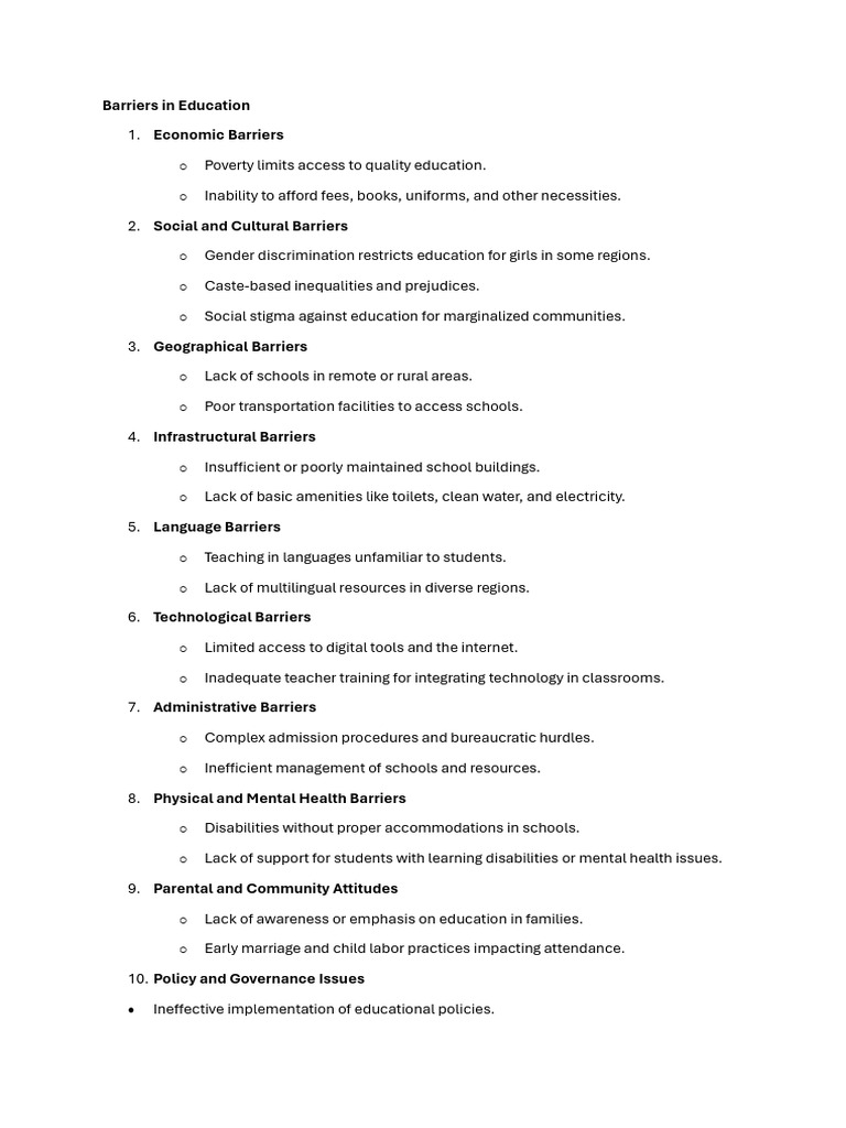 Barriers to Education Access Explained | PDF