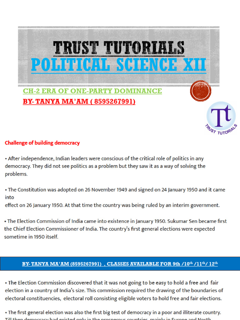 Ch2 Pol Book 2 Era of One Party | PDF