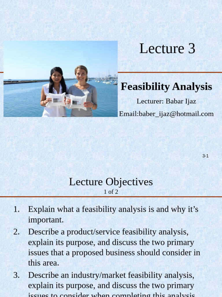 Entrepreneurship - Lecture 3 Slides | PDF | Feasibility Study | Business Economics