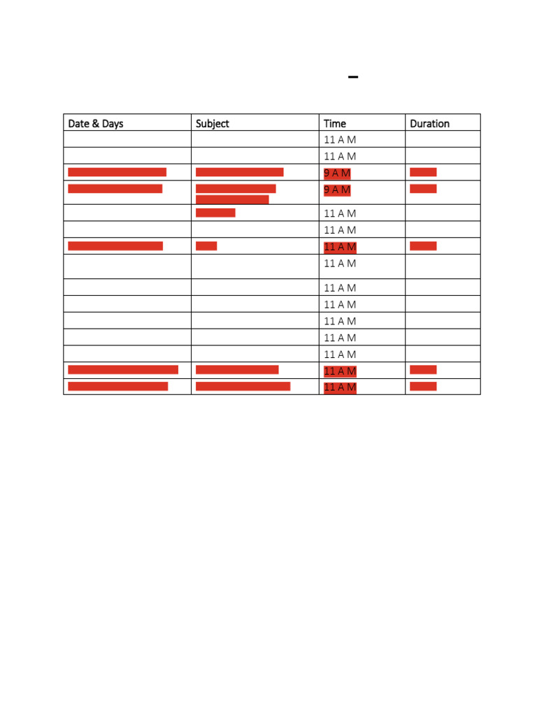 Final Exam Time Table | PDF