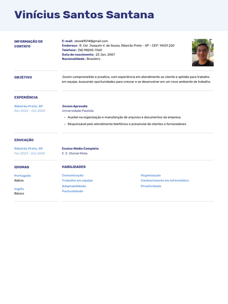 Cv-Vinicius Santana | PDF