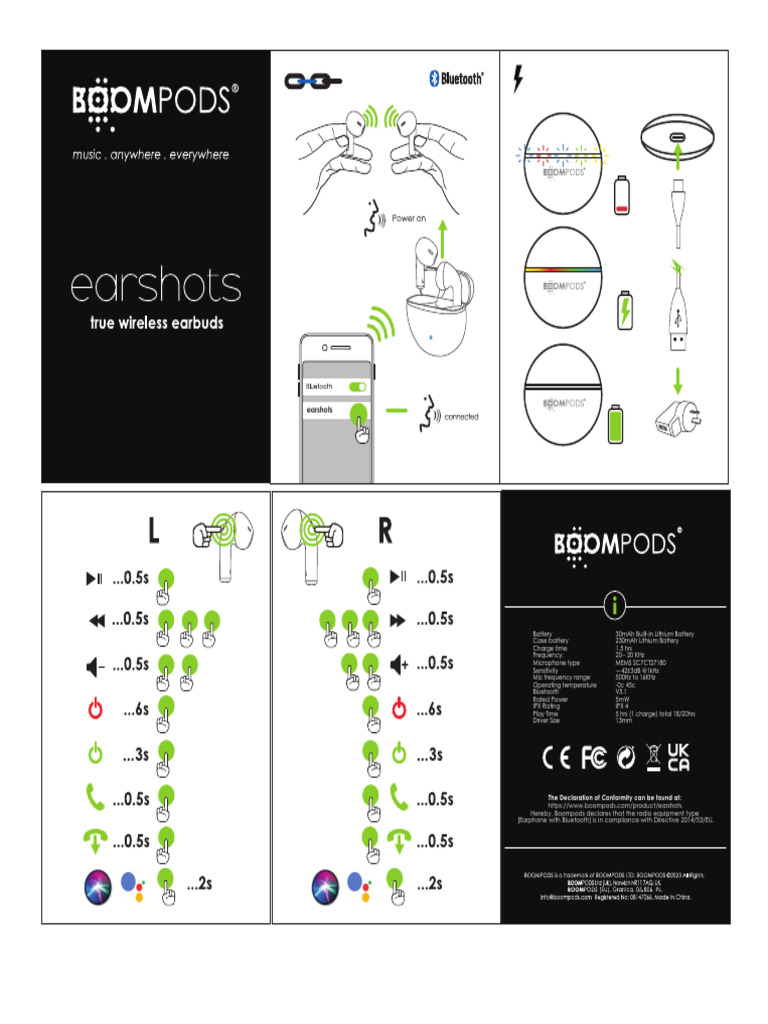Earshots Bluetooth Earphone Specs | PDF