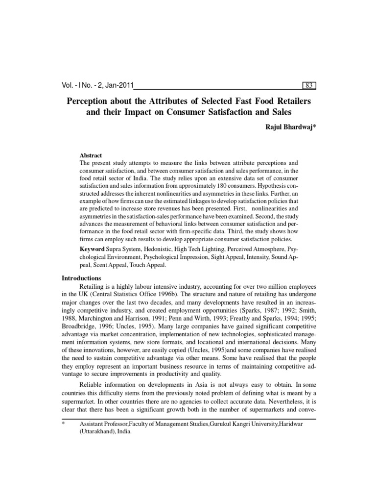 Consumer Perception of Fast Food in India | PDF