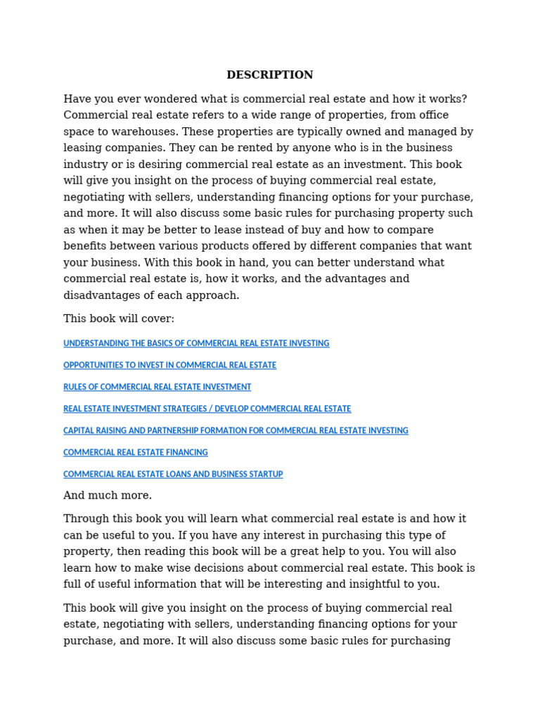 Commercial real estate description | PDF | Commercial Property | Real ...