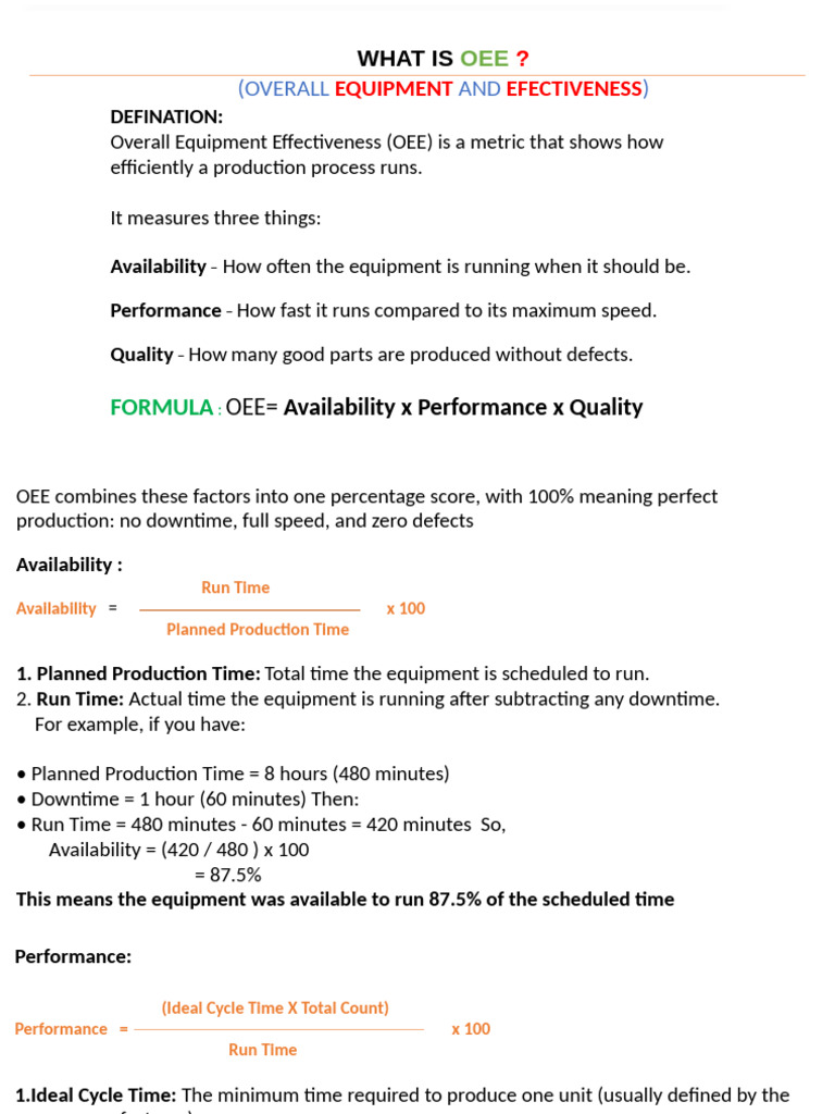 Oee Presentation 1 Pdf