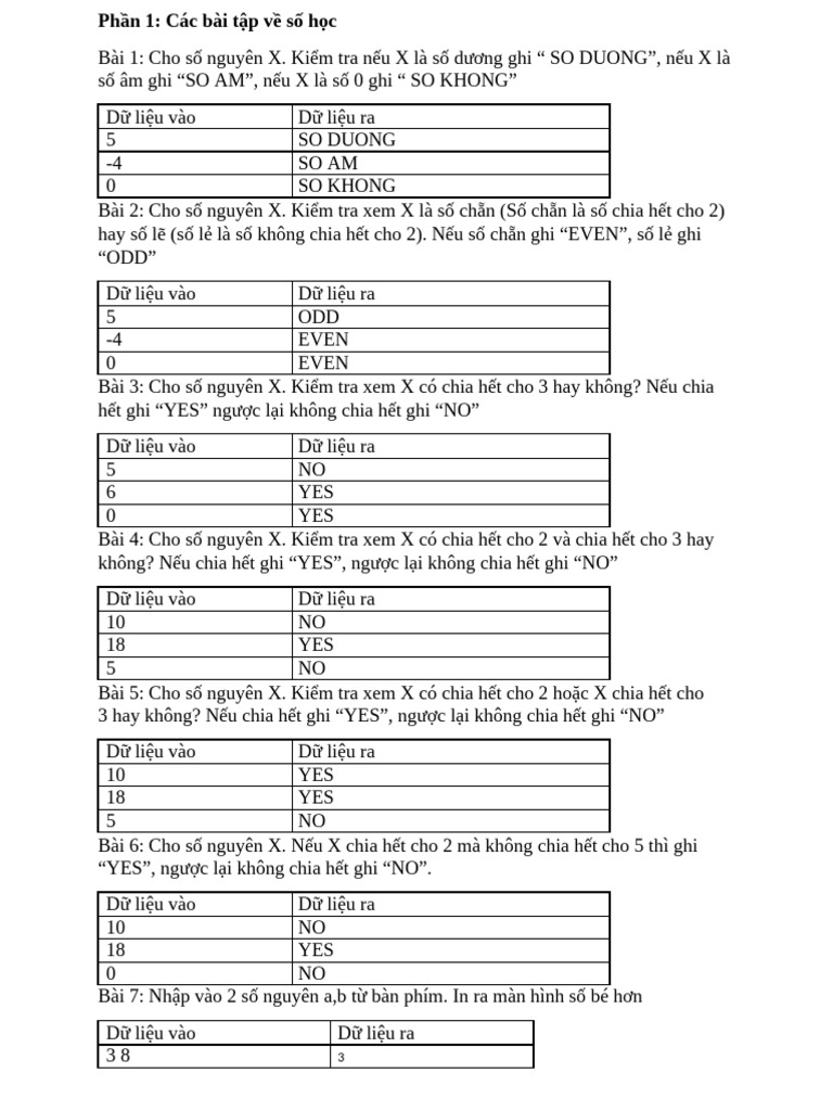Bài Tập Cơ Bản Đến Nâng Cao Python | PDF