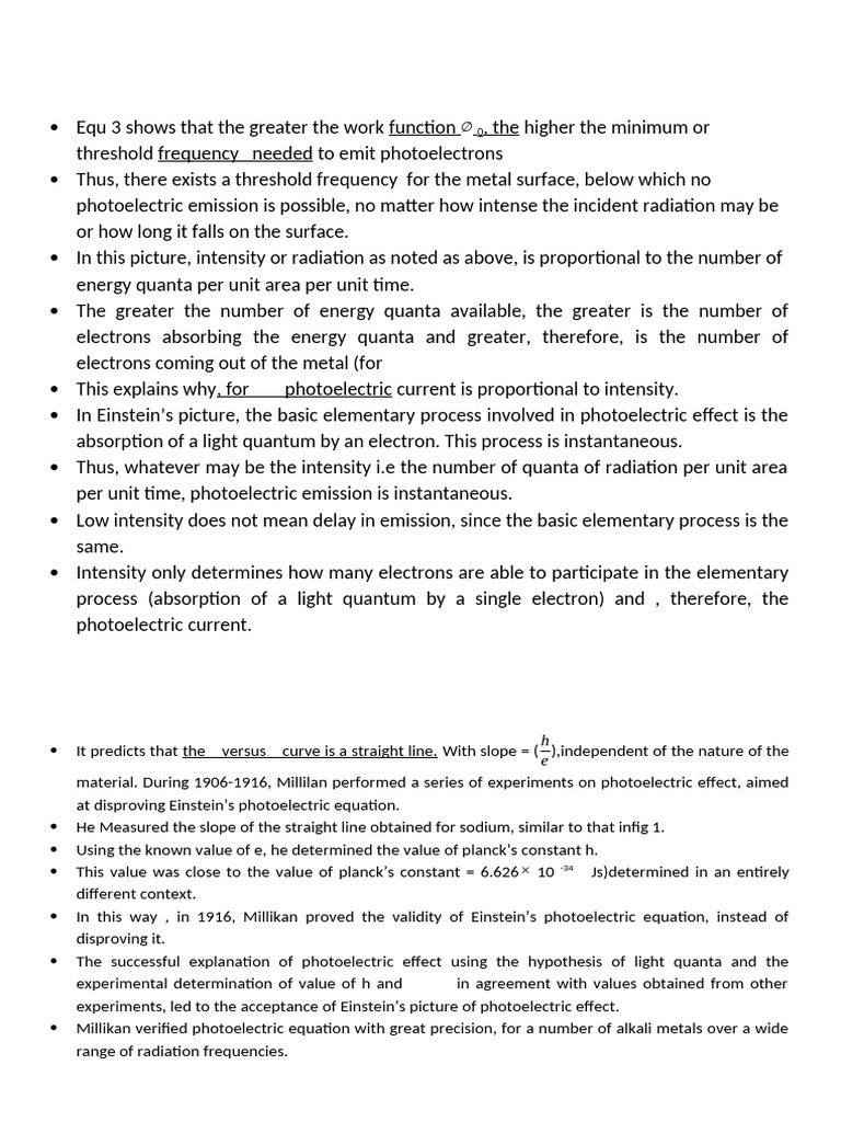 Equ 3 Shows That The Greater The Work Function | PDF | Photoelectric Effect | Photon