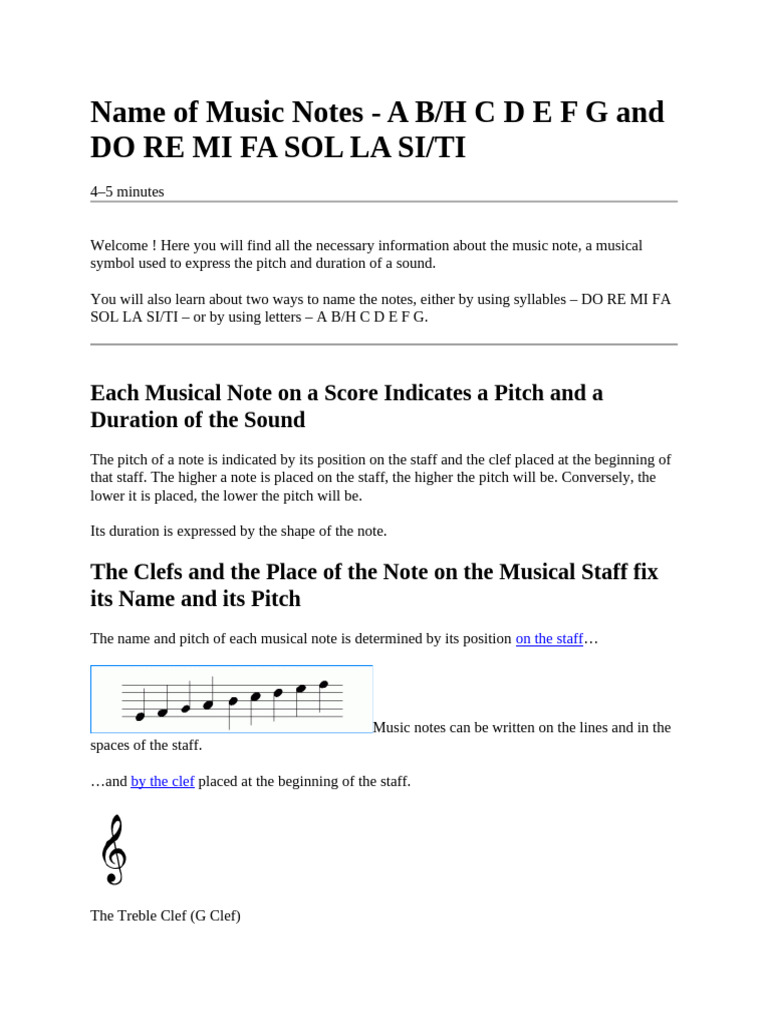 Name of Music Notes 2 | PDF | Clef | Musical Notation