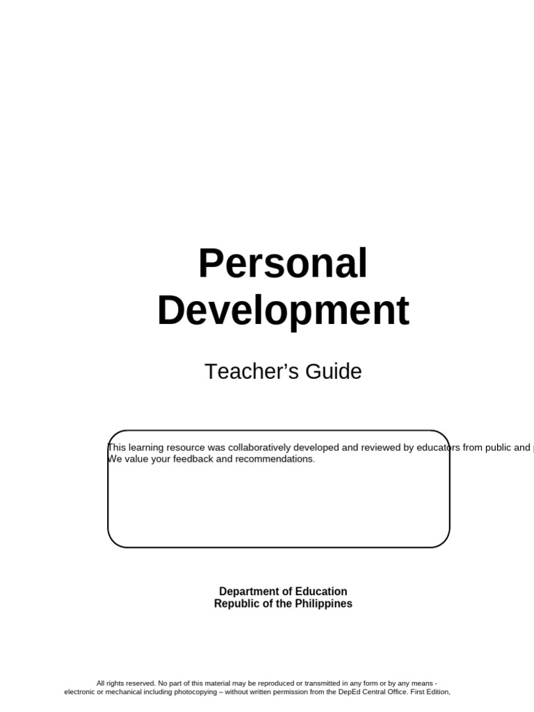 Personal Development TG v9 April 28, 2016 | PDF | Rubric (Academic ...