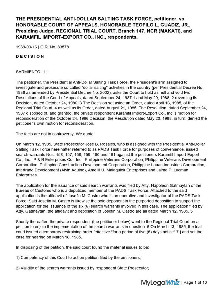 PADS Task Force V. CA | PDF