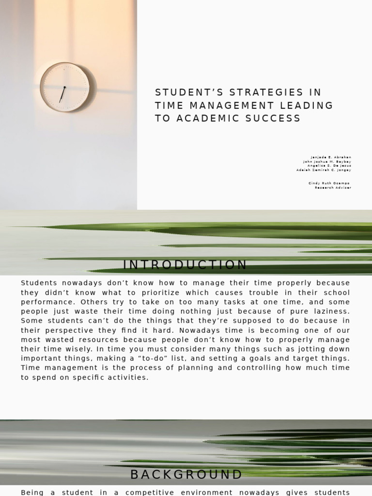 Student’s Strategies in Time Management Leading to Academic Success (1 ...