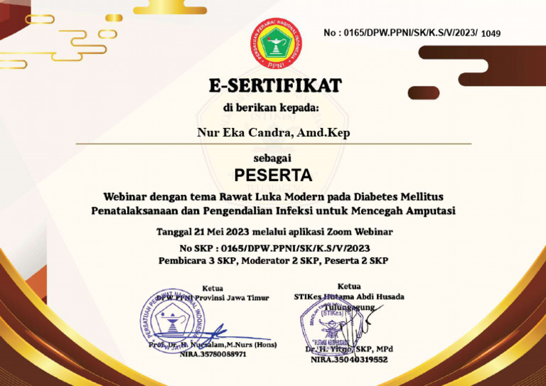 Nur Eka Candra, Amd.Kep SERTIFIKAT WEBINAR 21 MEI 2023_compressed | PDF