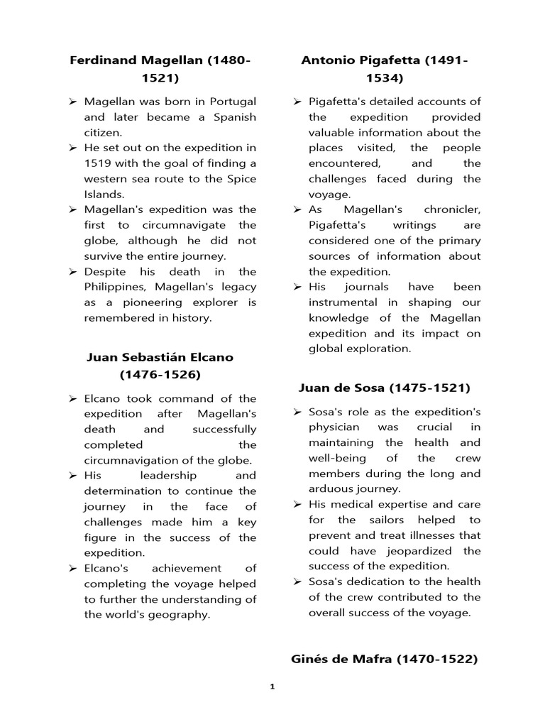 Key Figures of Magellan's Expedition | PDF | Age Of Discovery