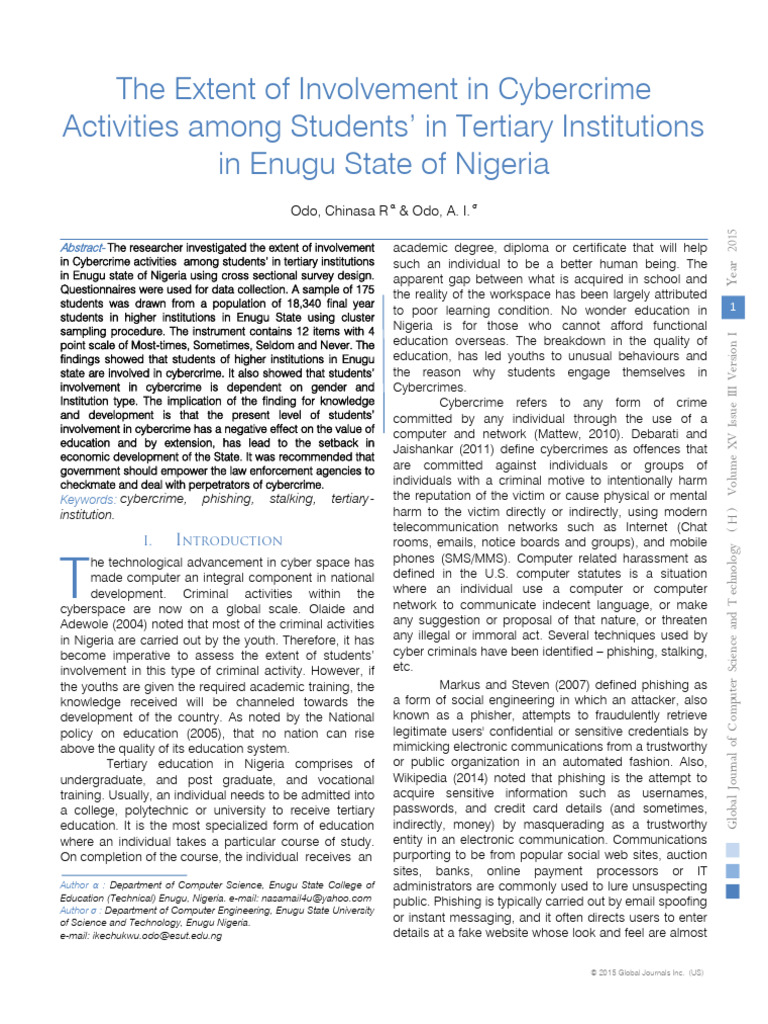 1 The Extent of Involvement | PDF | Stalking | Phishing