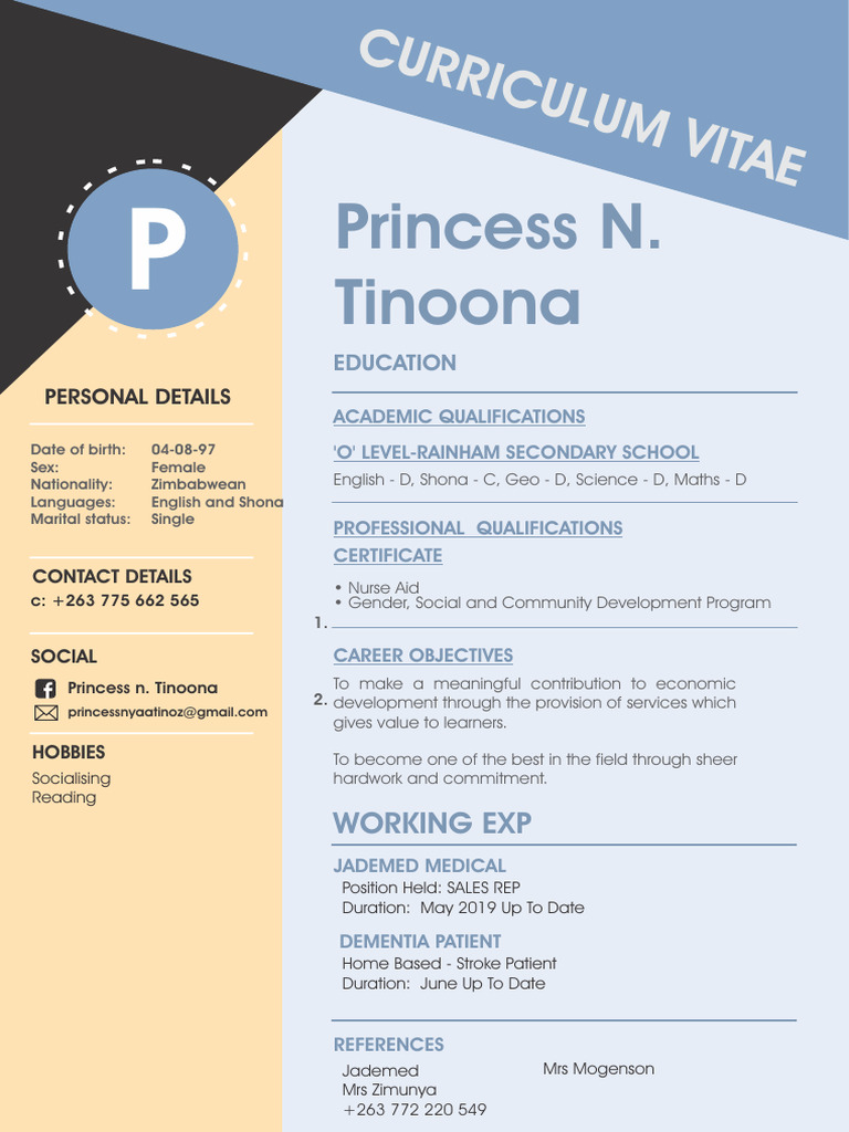 Princess N. Tinoona CV | PDF