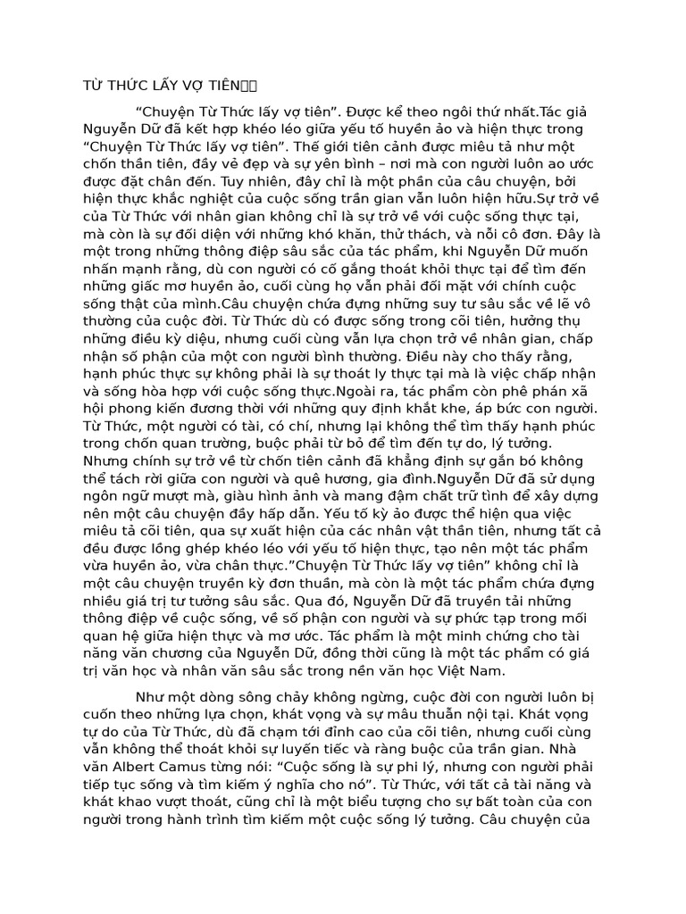 Từ Thức lấy vợ tiên | PDF