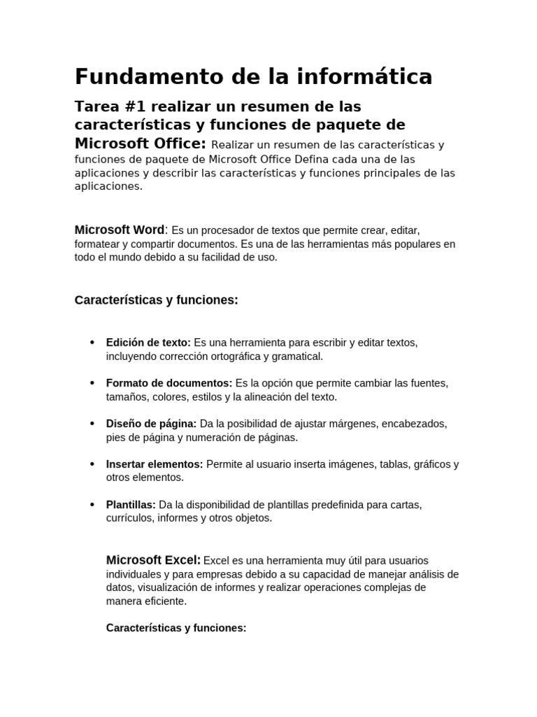 Fundamento de La Informática | PDF | Microsoft Excel | Microsoft Office