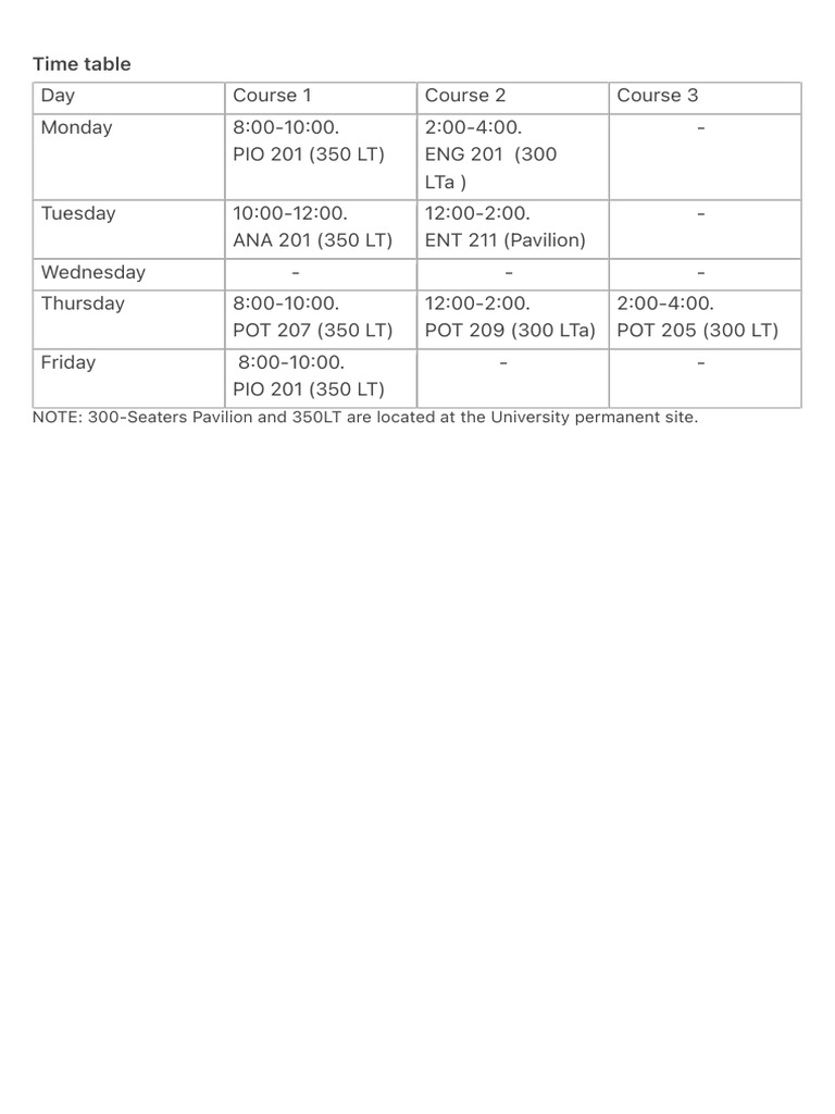 Time Table | PDF