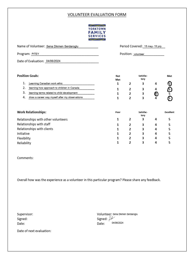 Volunteer Evaluation Form | PDF | Social Psychology | Psychological ...