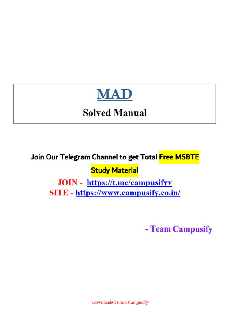 MAD Solved Manual | PDF | Java (Programming Language) | Android (Operating System)