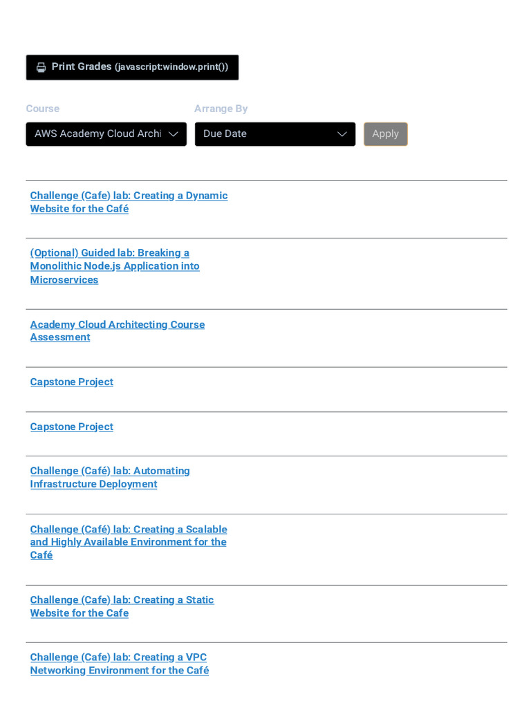 Grades For Shiva Sharma - AWS Academy Cloud Architecting (89014) | PDF ...
