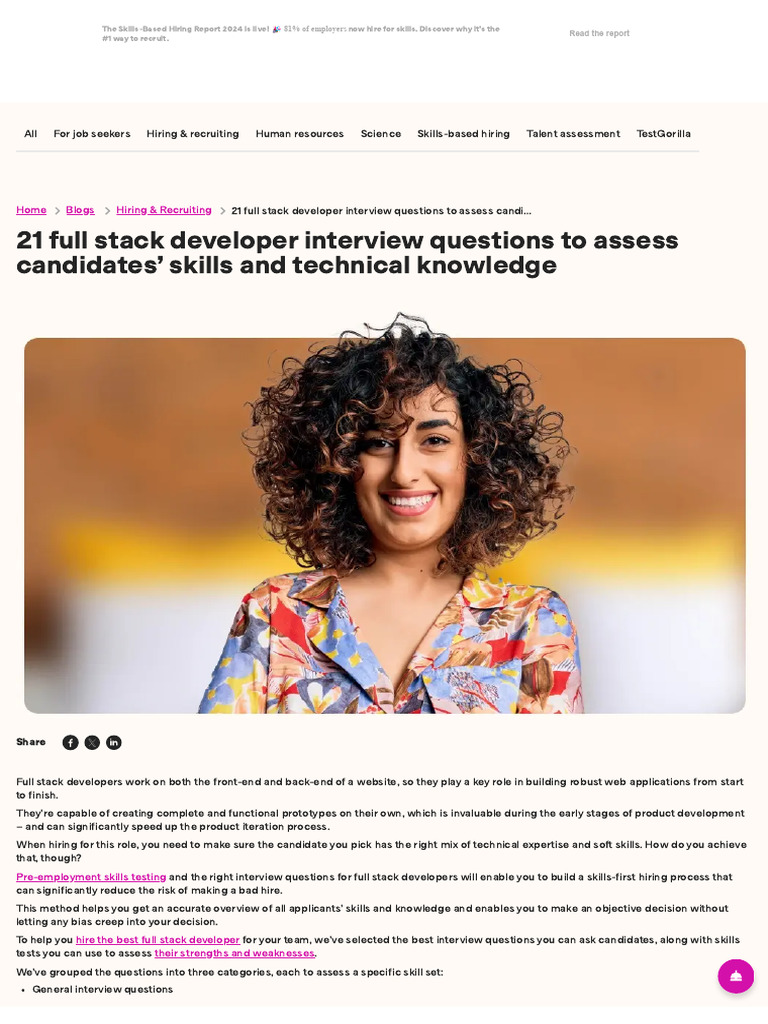 21 Full Stack Developer Interview Questions (+ Answers) - TestGorilla ...