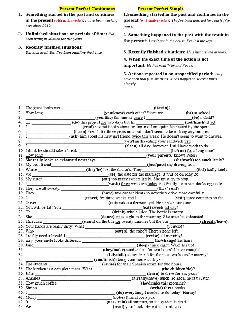 Present Perfect Tenses Explained | PDF