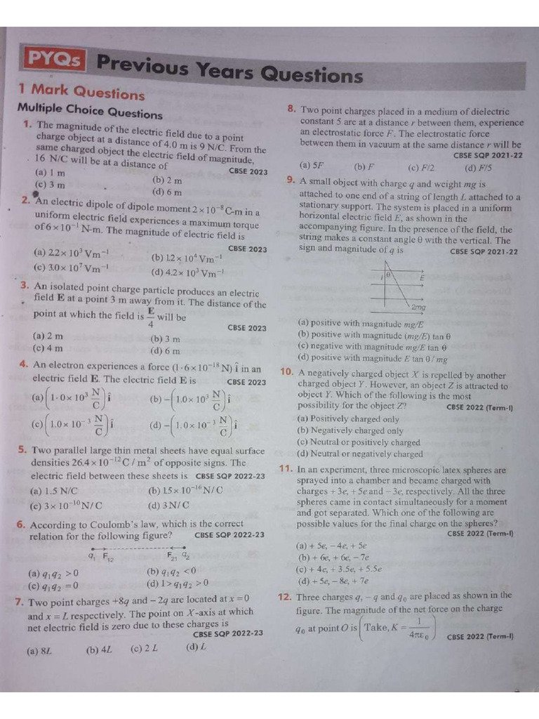 physics class 12 pyq part 1 | PDF