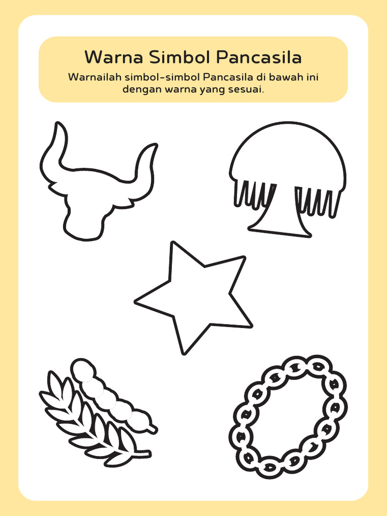 Simbol Pancasila Lembar Kerja Peserta Didik Kuning Dan Biru Simpel | PDF