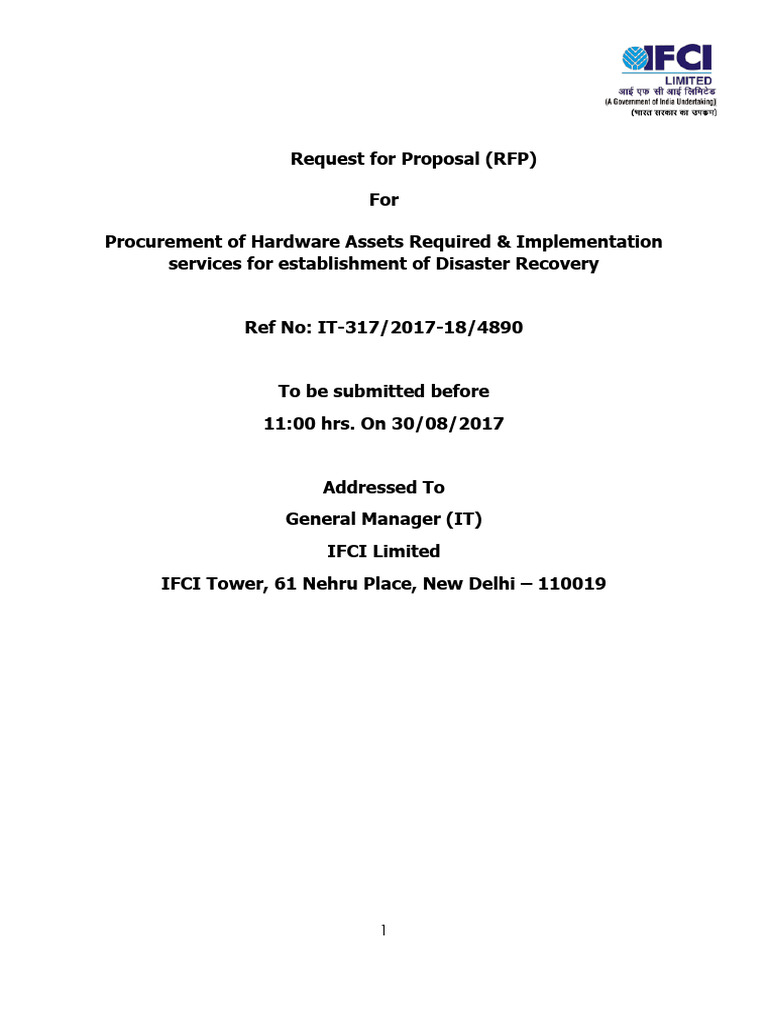 Disaster Recovery Hardware RFP | PDF | Virtual Machine | Software
