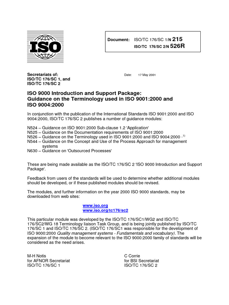 n526 | PDF | Iso 9000 | International Organization For Standardization