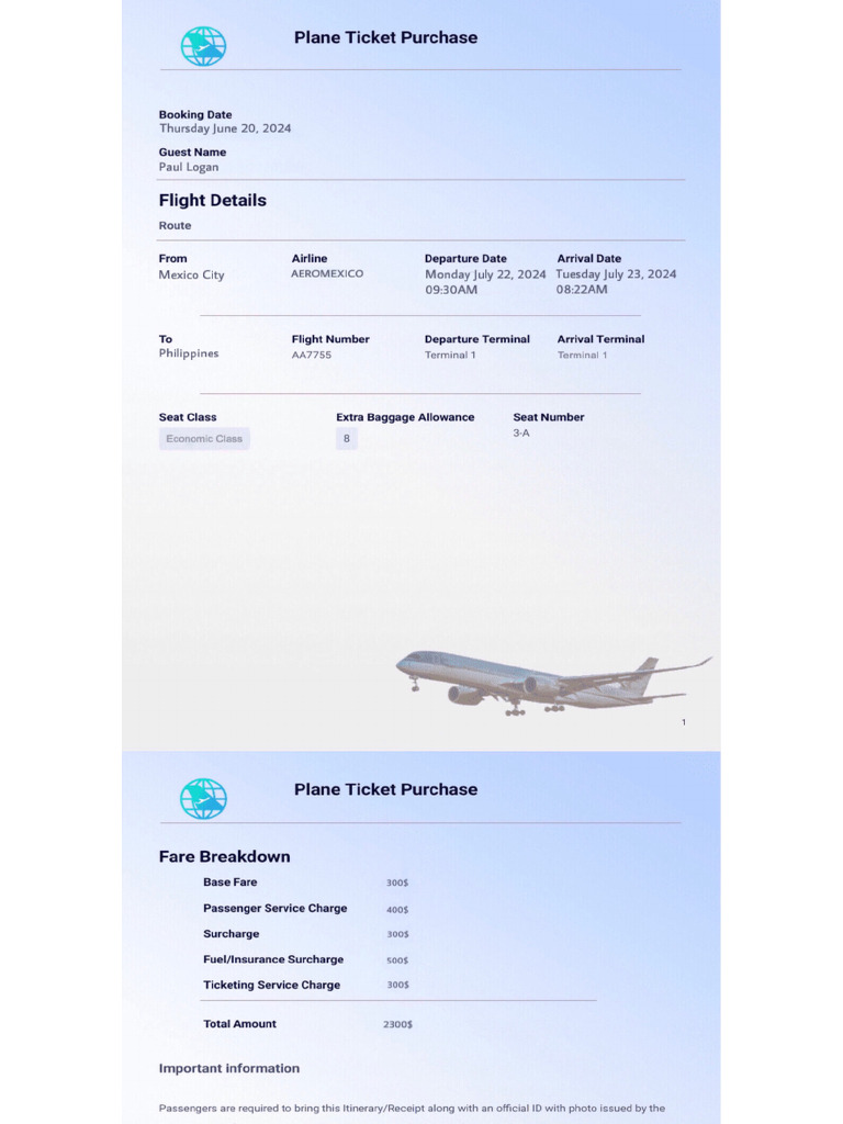 Aeromexico Flight Ticket | PDF