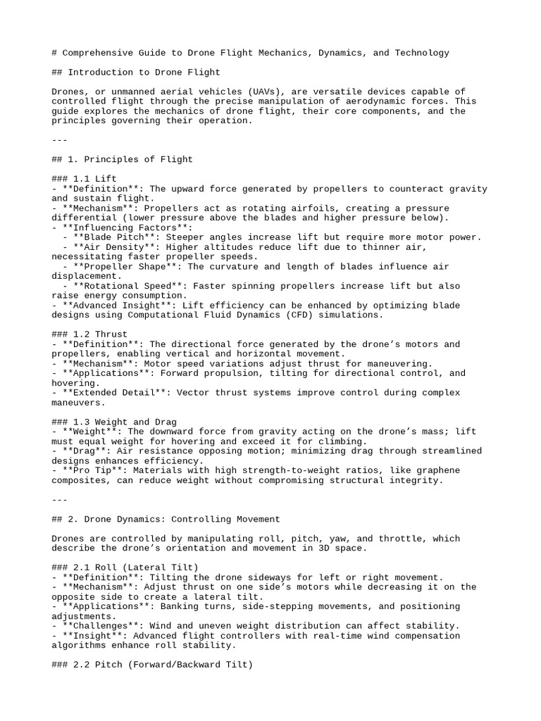 Drone Flight Mechanics and Dynamics Guide | PDF | Electric Motor | Lift ...